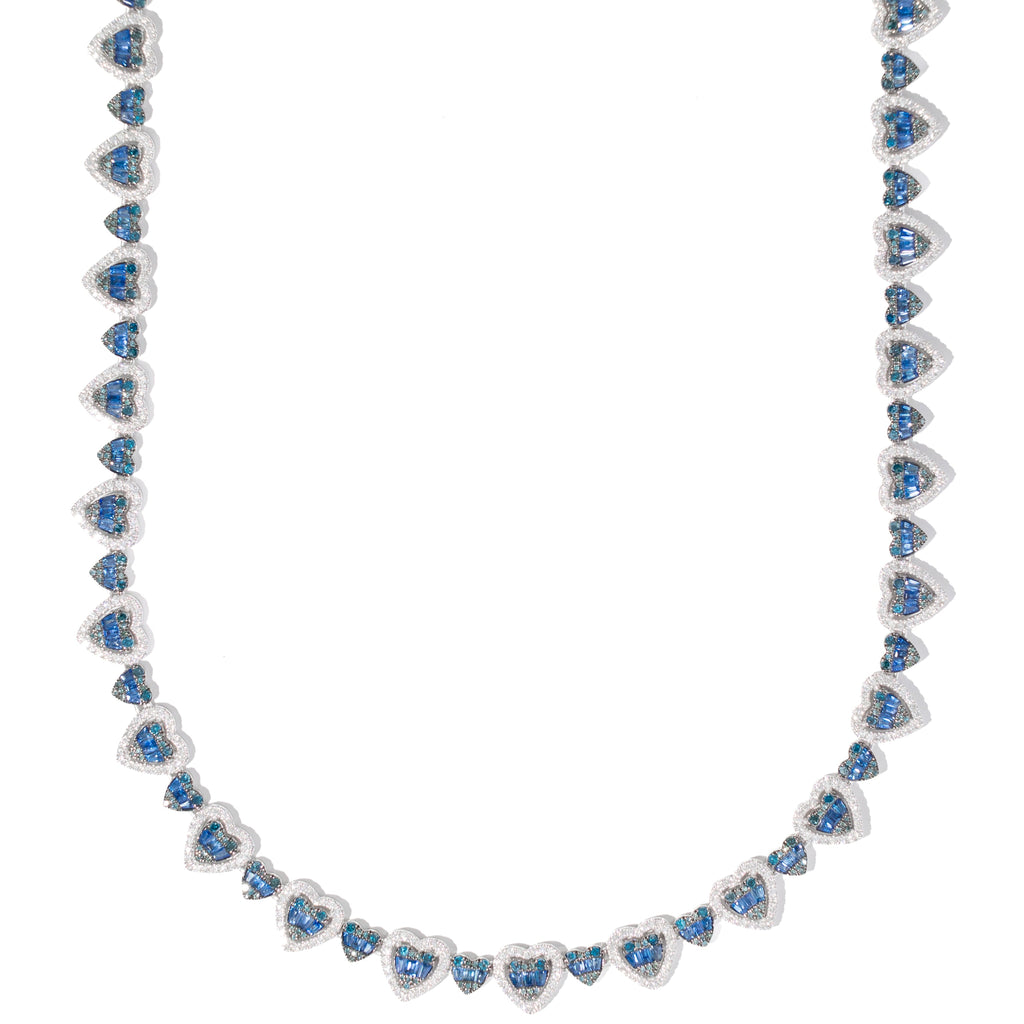 Woman's Heart Neckless With Blue Sapphires – Haimov Jewelers